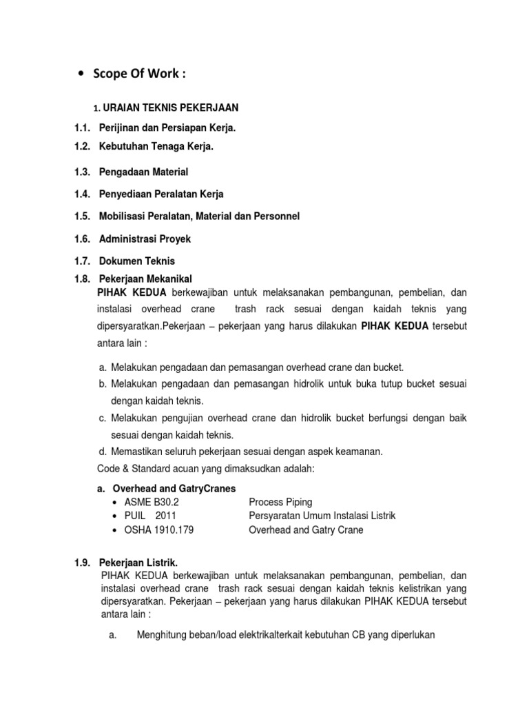 Scope of Work Lifting System Trash Rack | PDF