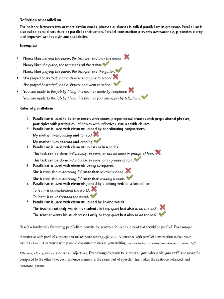 English Grammar Parallelism | Download Free PDF | English Grammar | Syntax