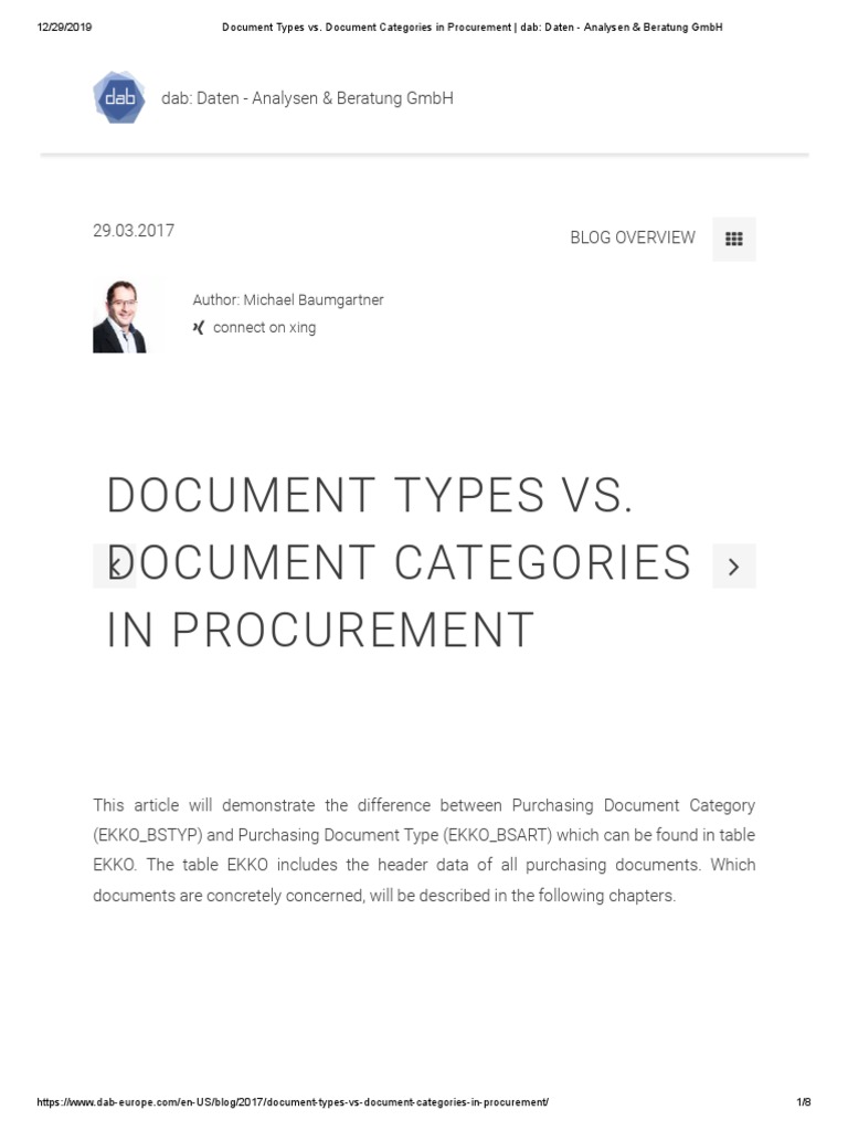 Document Types vs. Document Categories in Procurement in Sap MM | PDF ...