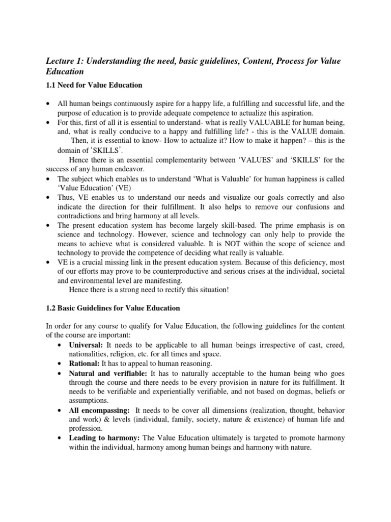 Value Education PDF | PDF | Value (Ethics) | Human