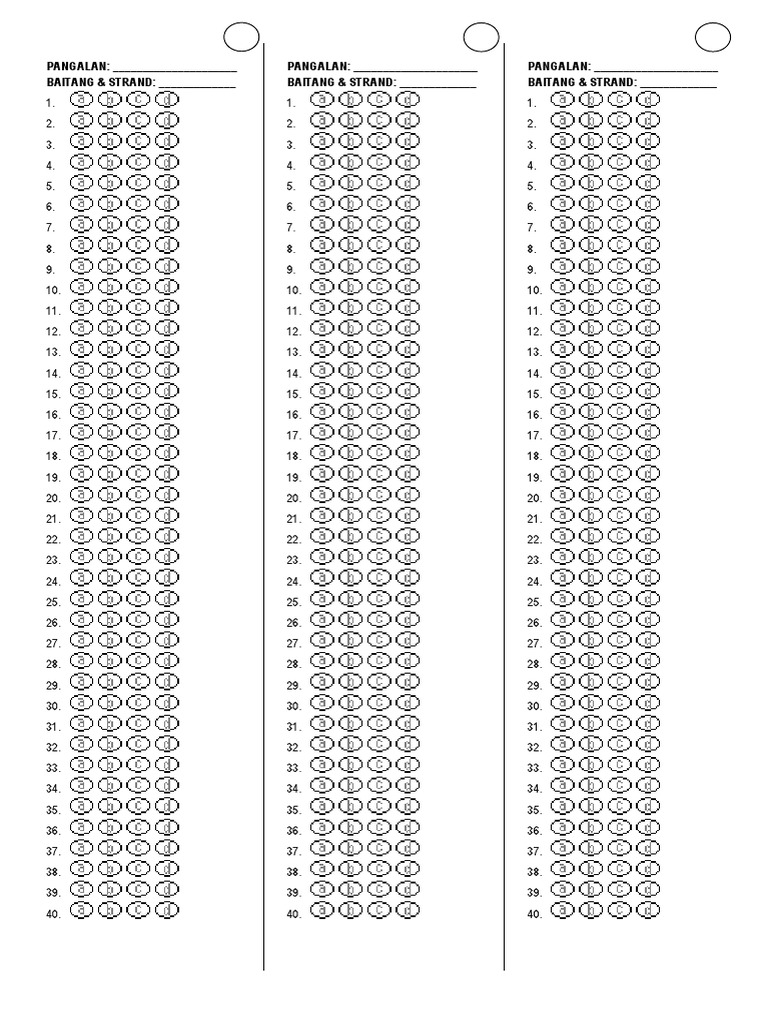 Bubble Sheet Exam Template | PDF