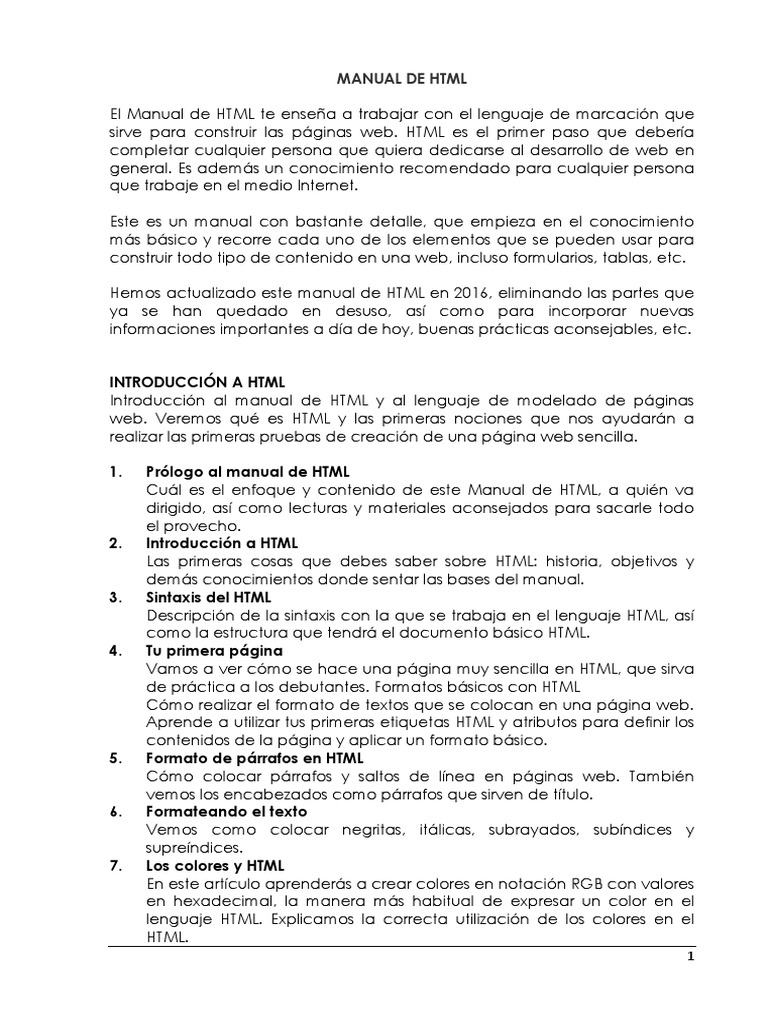 Manual de HTML | PDF | HTML | Página web
