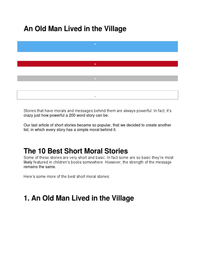 An Old Man Lived In The Village Pdf