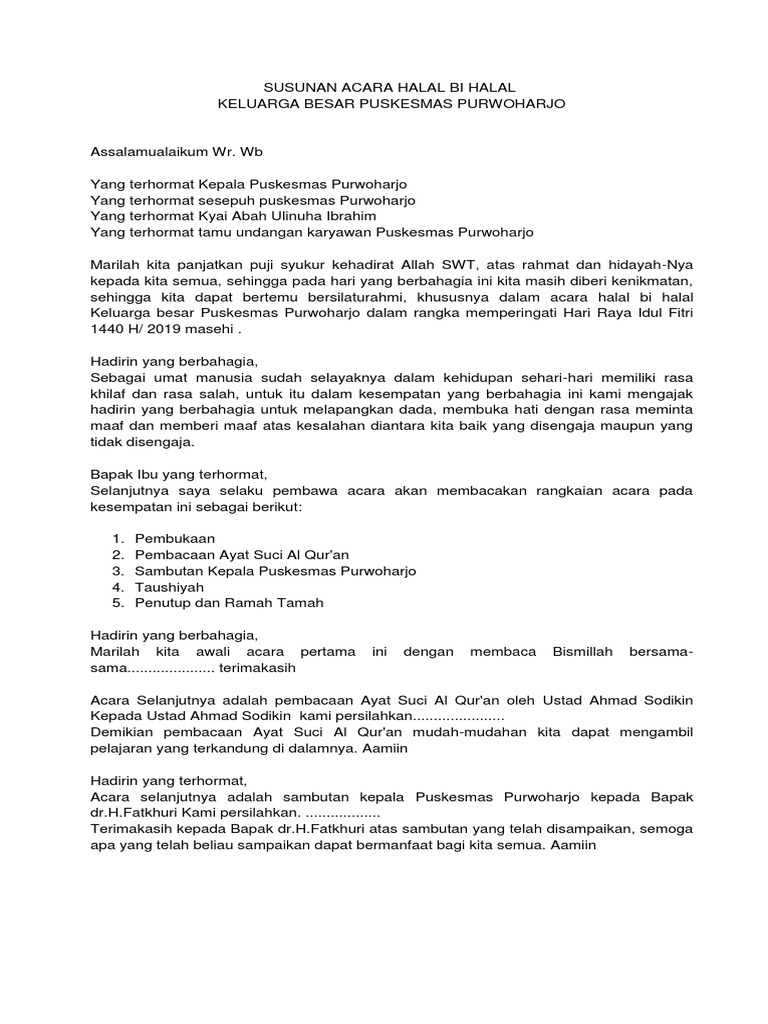 Susunan Acara Halal Bi Halal Pdf