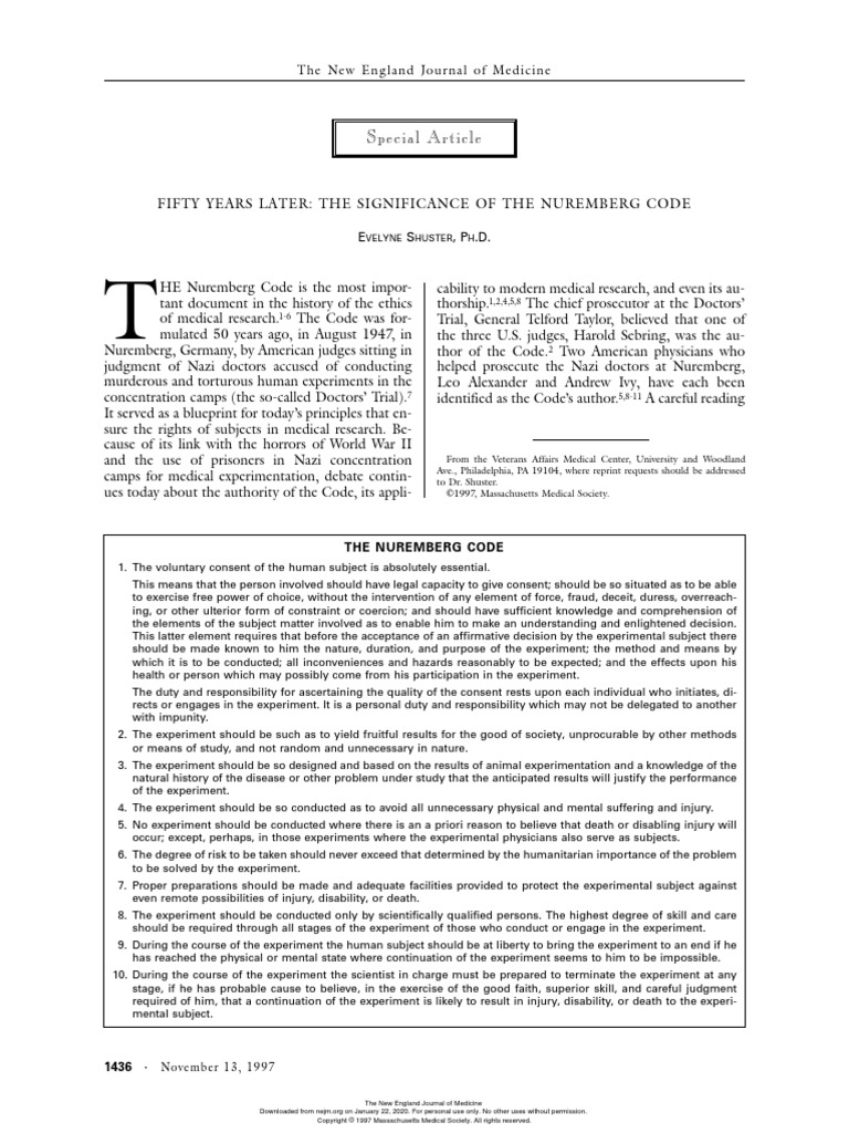 Nuremberg Code | Download Free PDF | Informed Consent | Nuremberg Trials