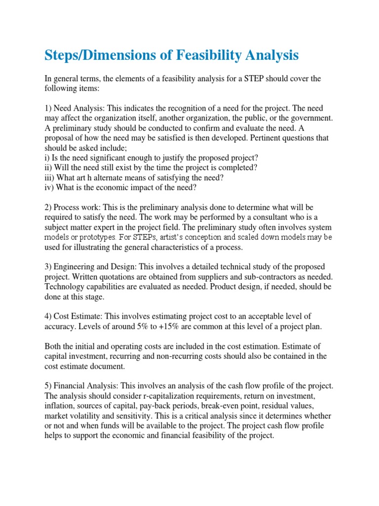 PROJECT Feasibility Analysis Steps and Types | Download Free PDF ...