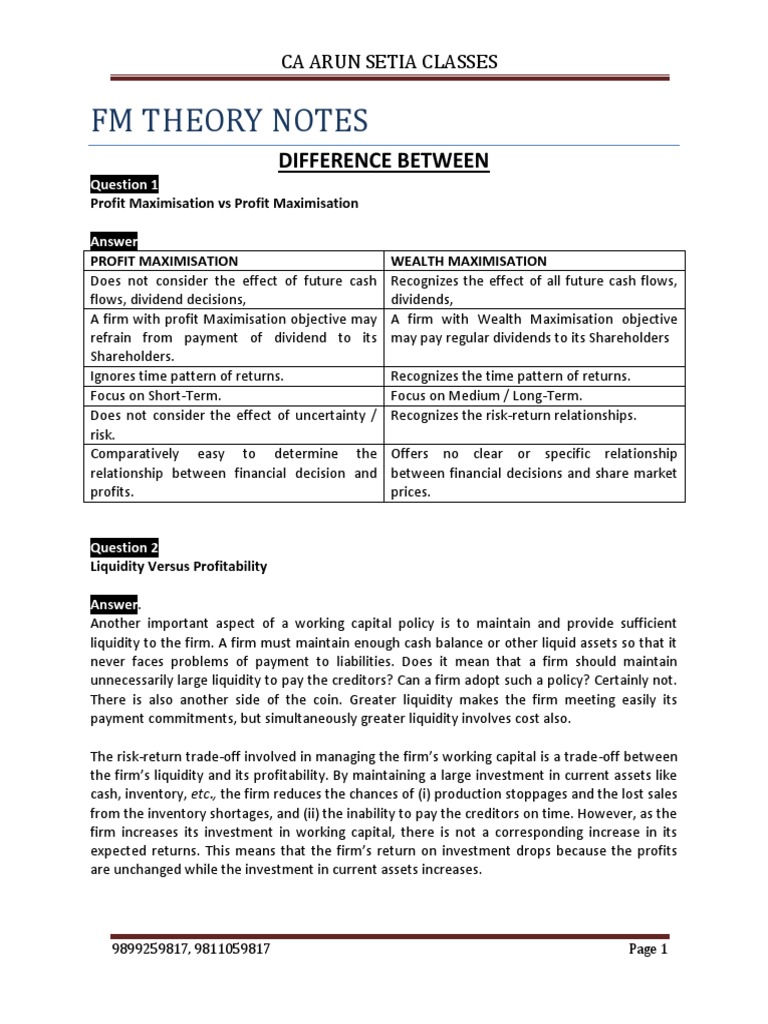 FM Theory Insights by CA Arun Setia | PDF | Derivative (Finance) | Dividend