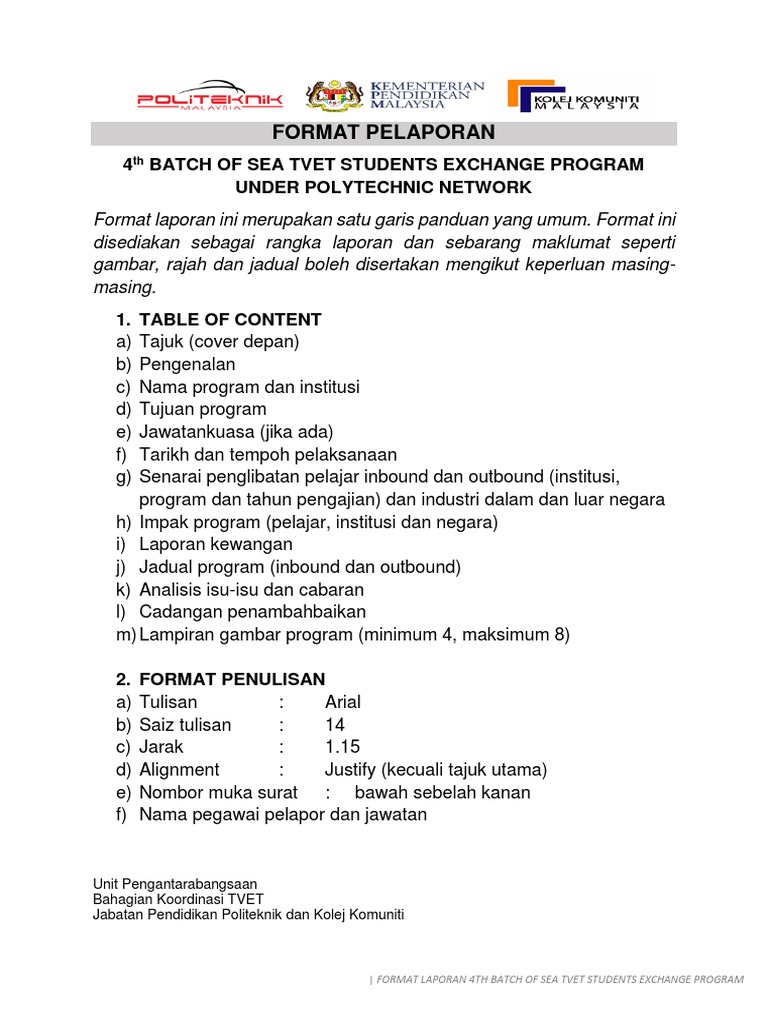 Format Pelaporan Program Dan Kewangan | PDF