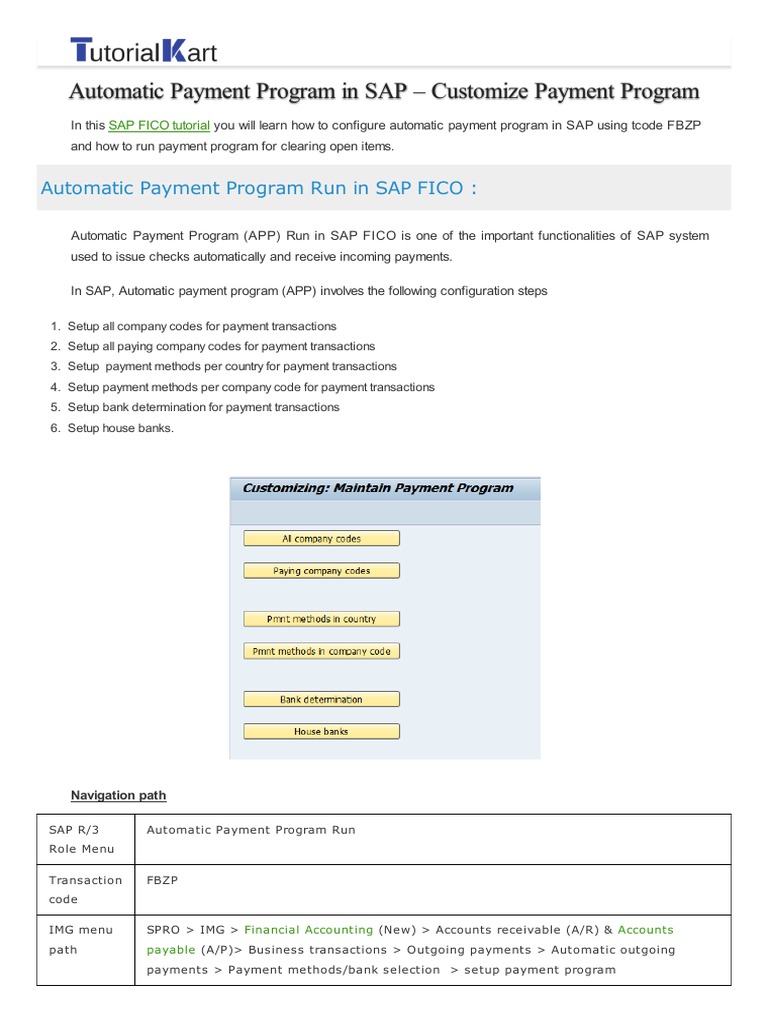Automatic Payment Program Run in Sap | PDF | Payments | Invoice