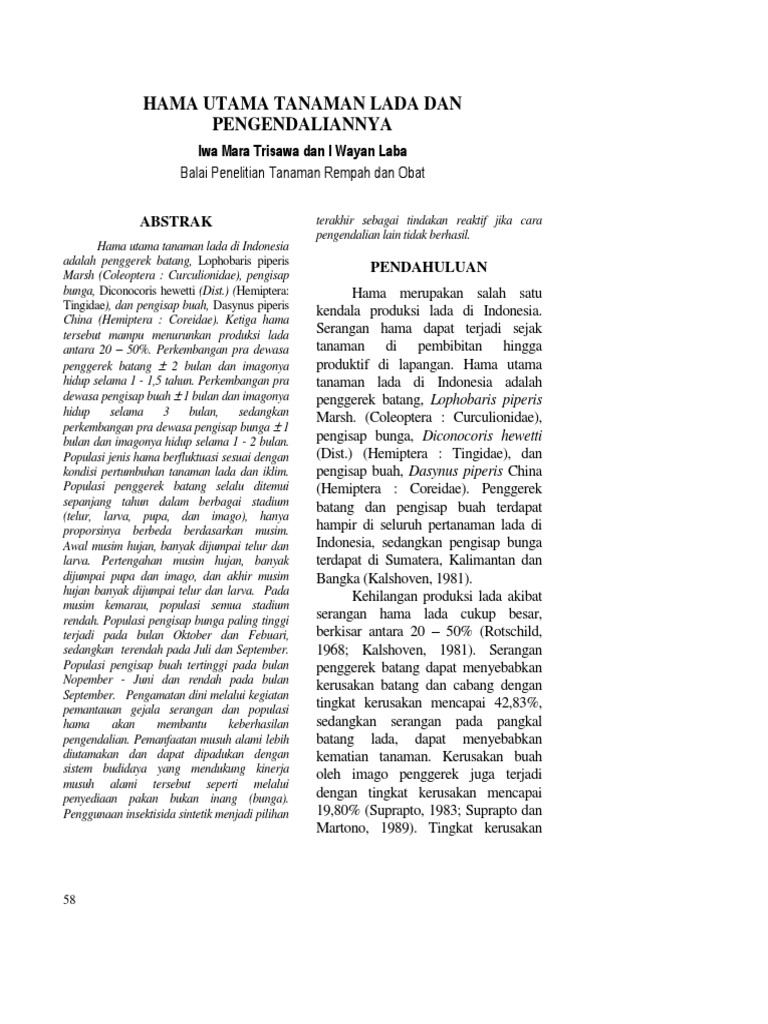 #Hama Utama Tanaman Lada Dan Pengendaliannya PDF | PDF | Sains ...