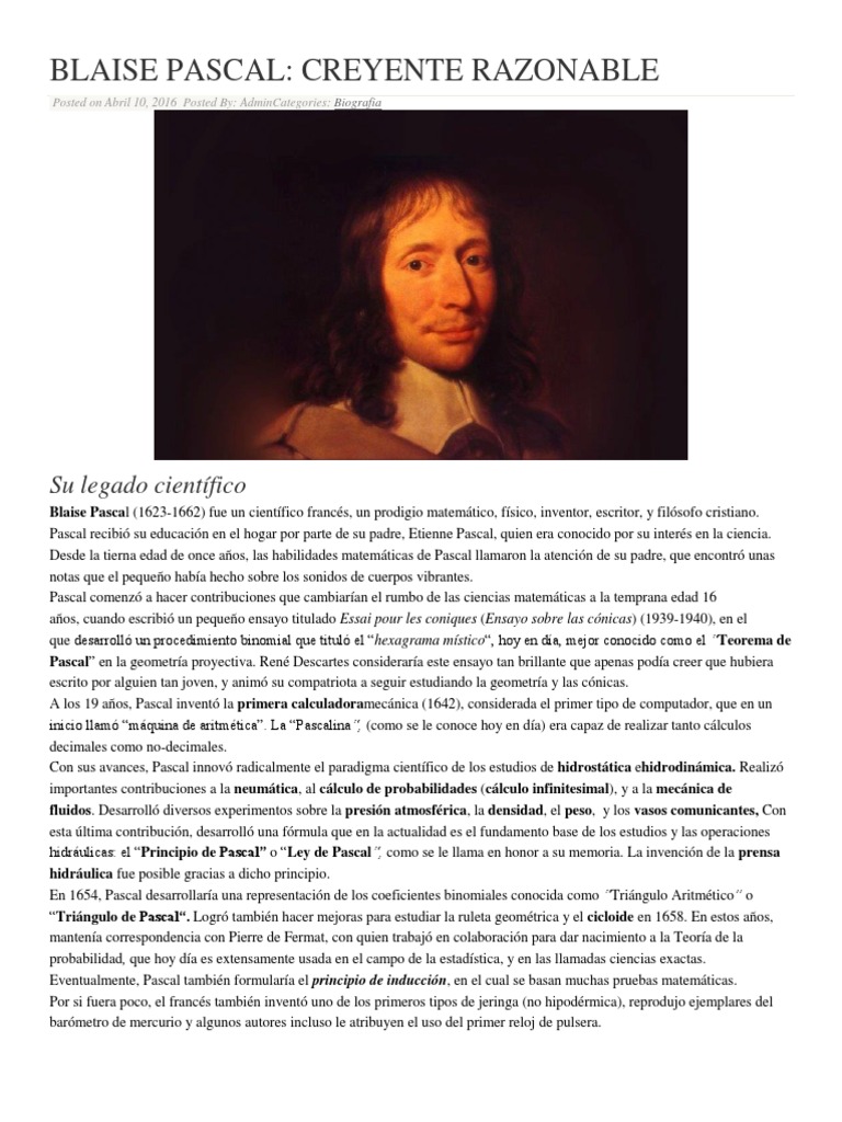 Blaise Pascal | PDF | Jesús | Conocimiento