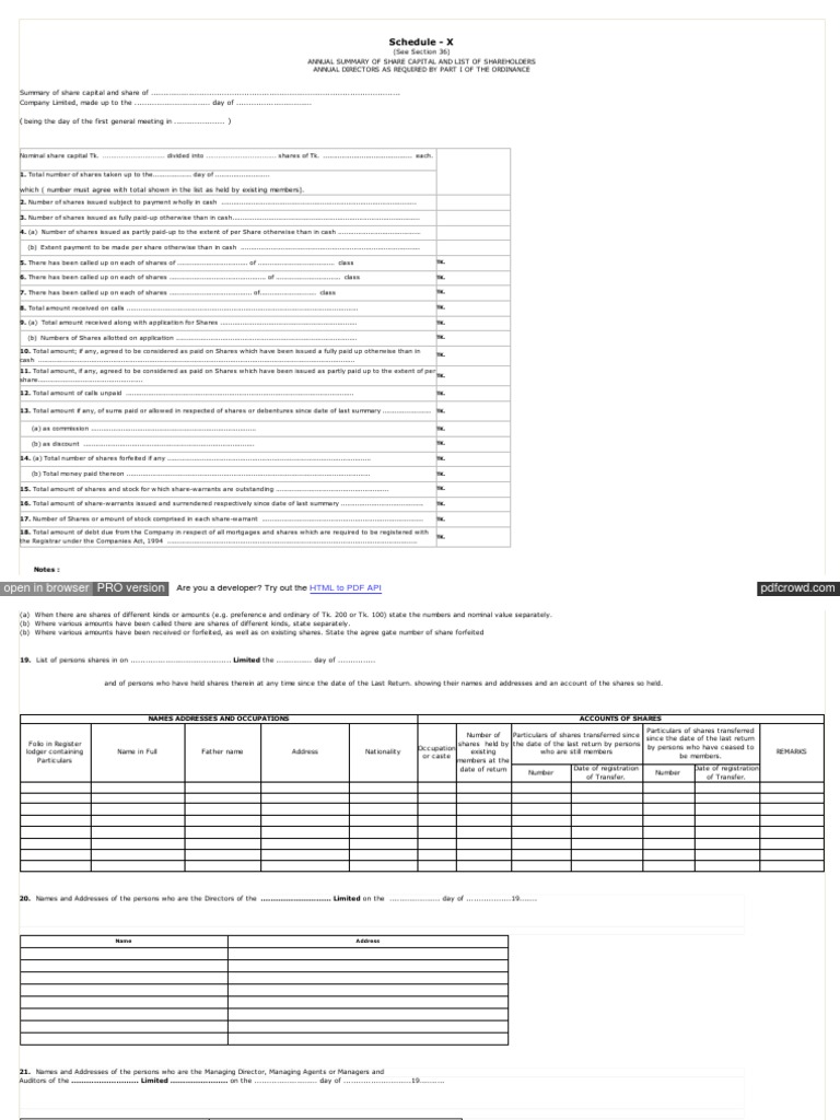 RJSC Schedule X | PDF | Government | Private Law
