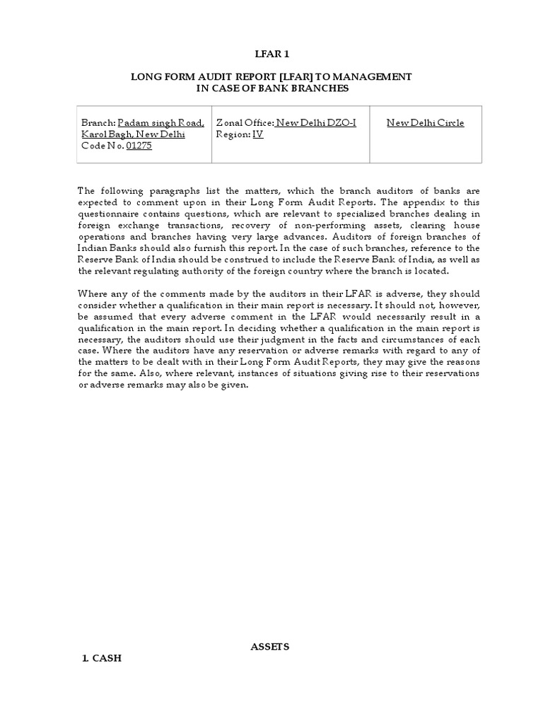 LFAR 1 - LFAR Format | PDF | Debits And Credits | Auditor's Report