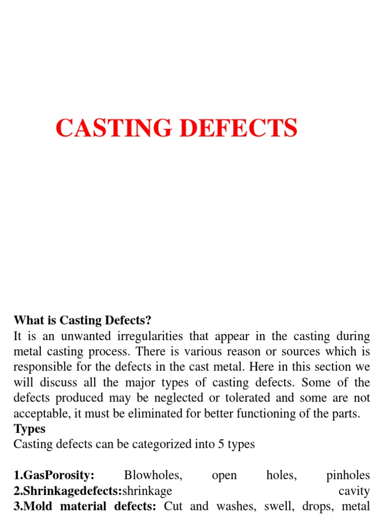Casting Defects | PDF | Casting (Metalworking) | Chemical Engineering