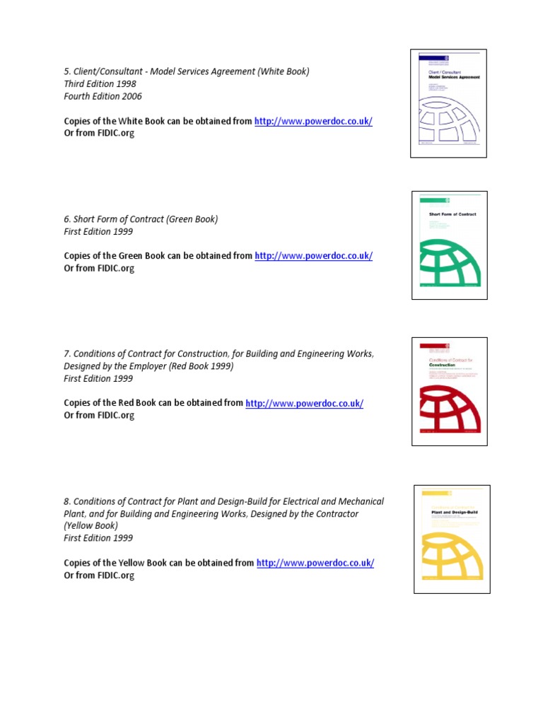 FIDIC Contract Books Overview | PDF