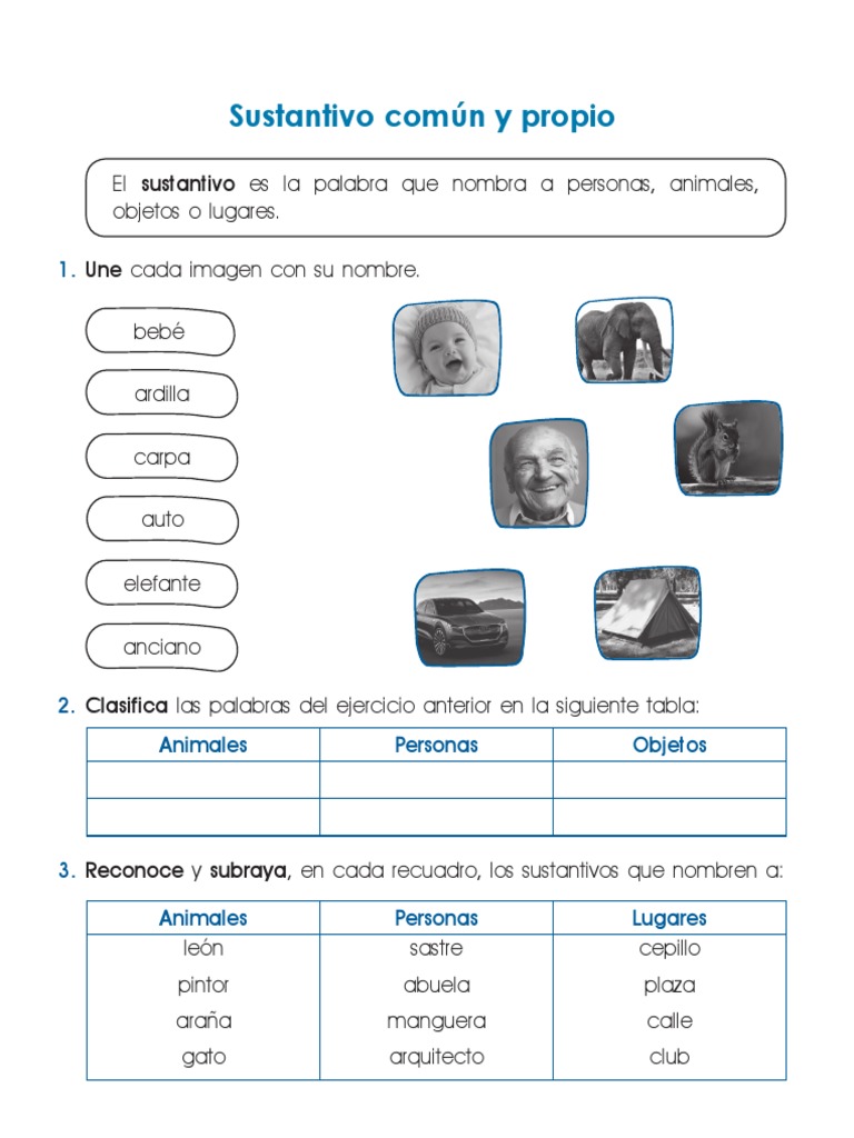 2018 Com2p U2 Ficha Gramatica Sustantivo Comun y Propio | PDF ...