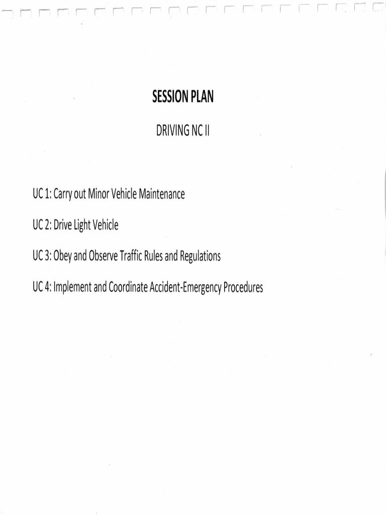 Session Plan | PDF | Land Vehicles | Vehicles