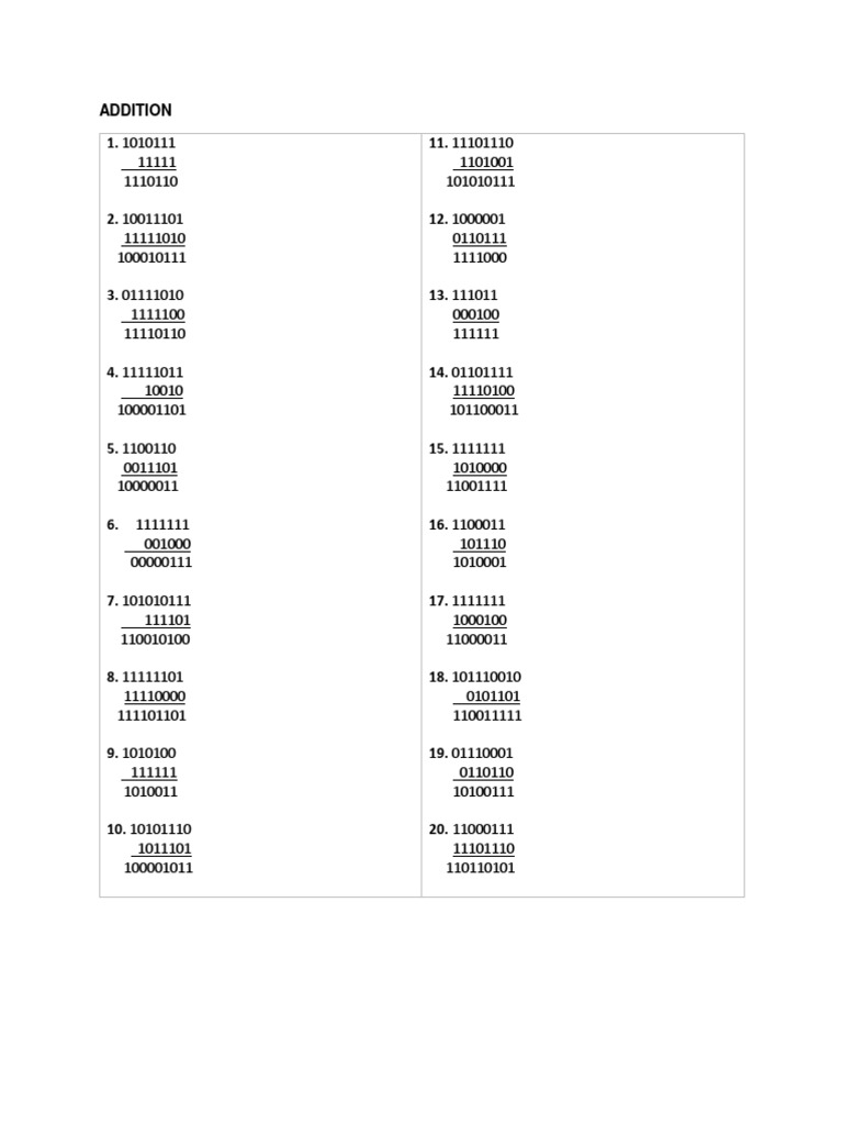 Binary 2 (Addition, Multiplication) | PDF | Theory Of Computation | Areas Of Computer Science