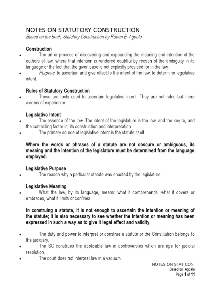 Understanding Legislative Intent Through Statutory Construction | PDF ...