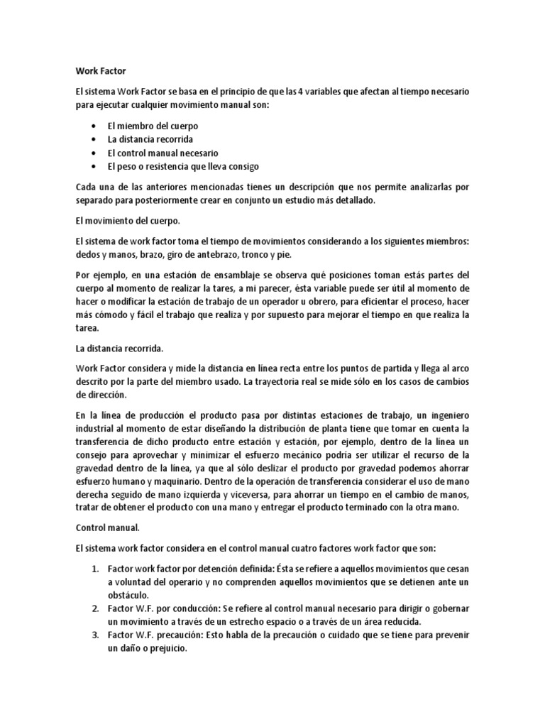 Análisis del Sistema Work Factor | PDF | Informática y tecnología de la ...