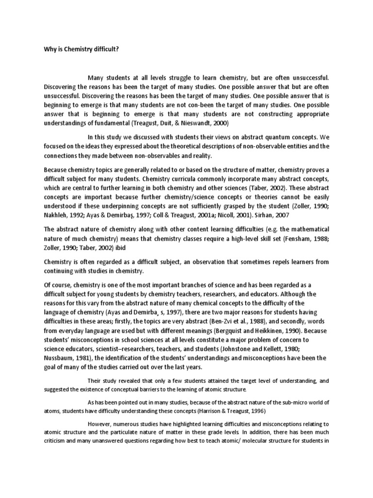 Why Is Chemistry Difficult | PDF | Concept | Chemistry