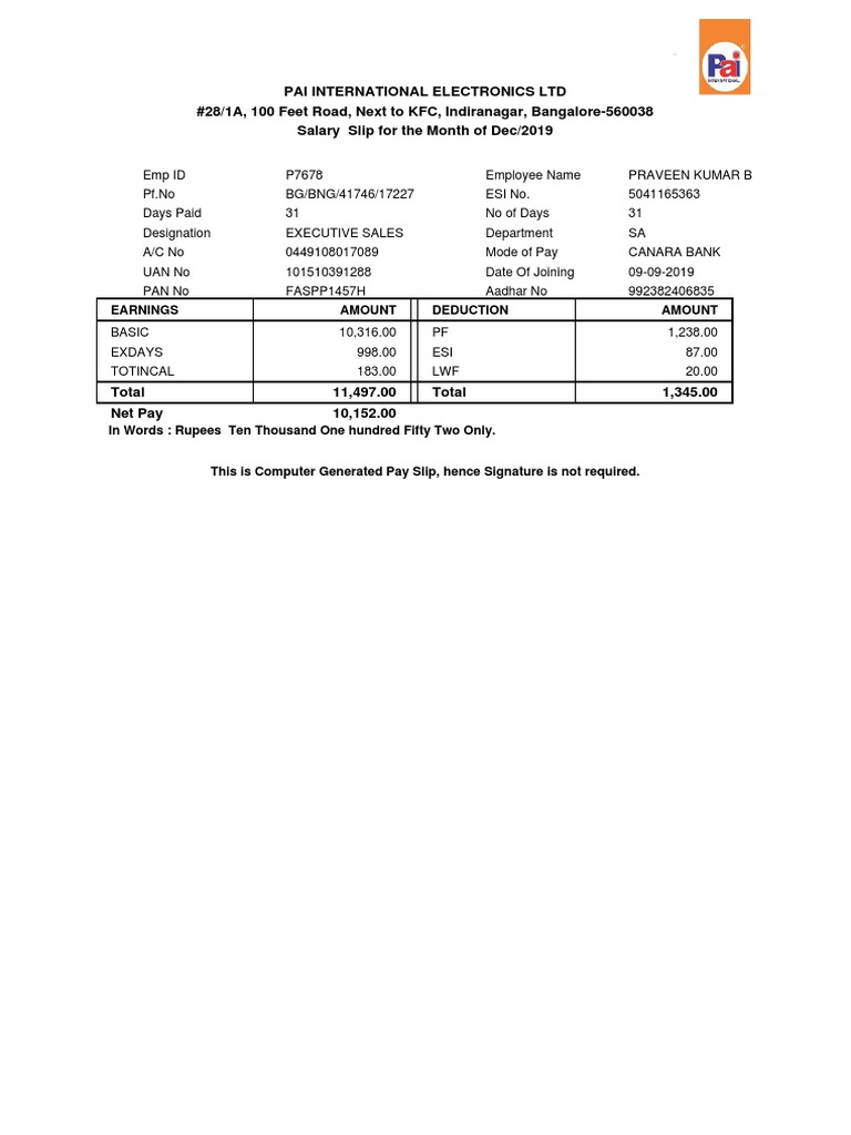 Payslip | PDF