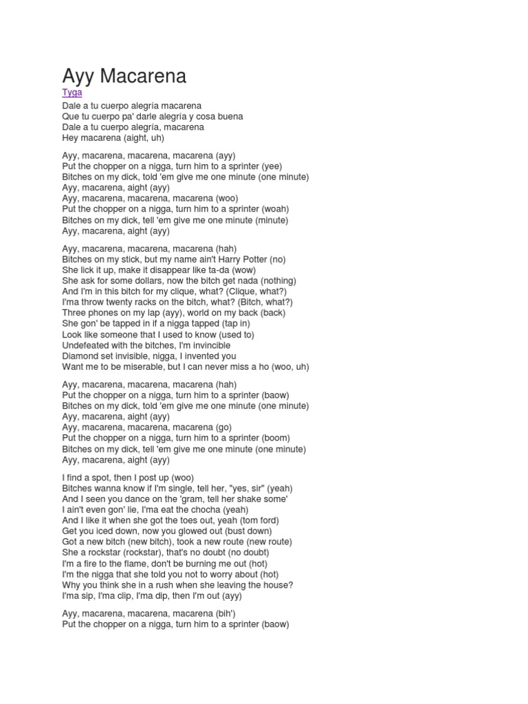 Ayy Macarena Lyrics | PDF