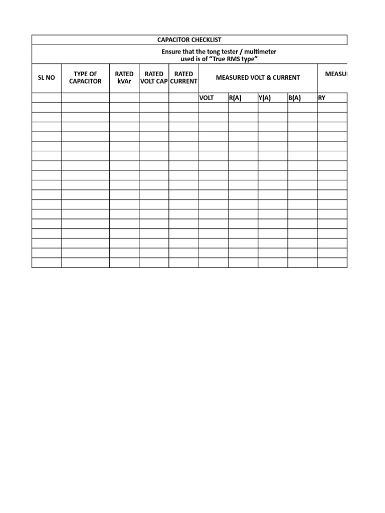 Capacitor Bank Checklist | PDF