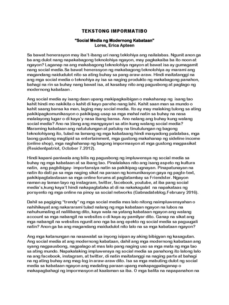 Tekstong Impormatibo | PDF