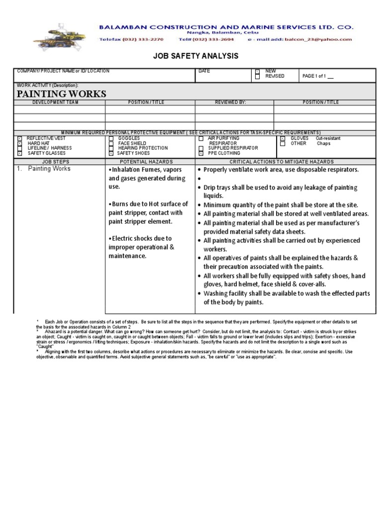 Jsa Painting | PDF | Personal Protective Equipment | Prevention