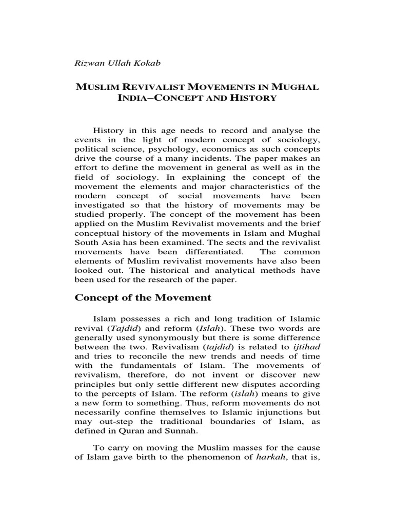 Muslim Revivalist Movements in Mughal in | PDF | Sufism | Wahhabism