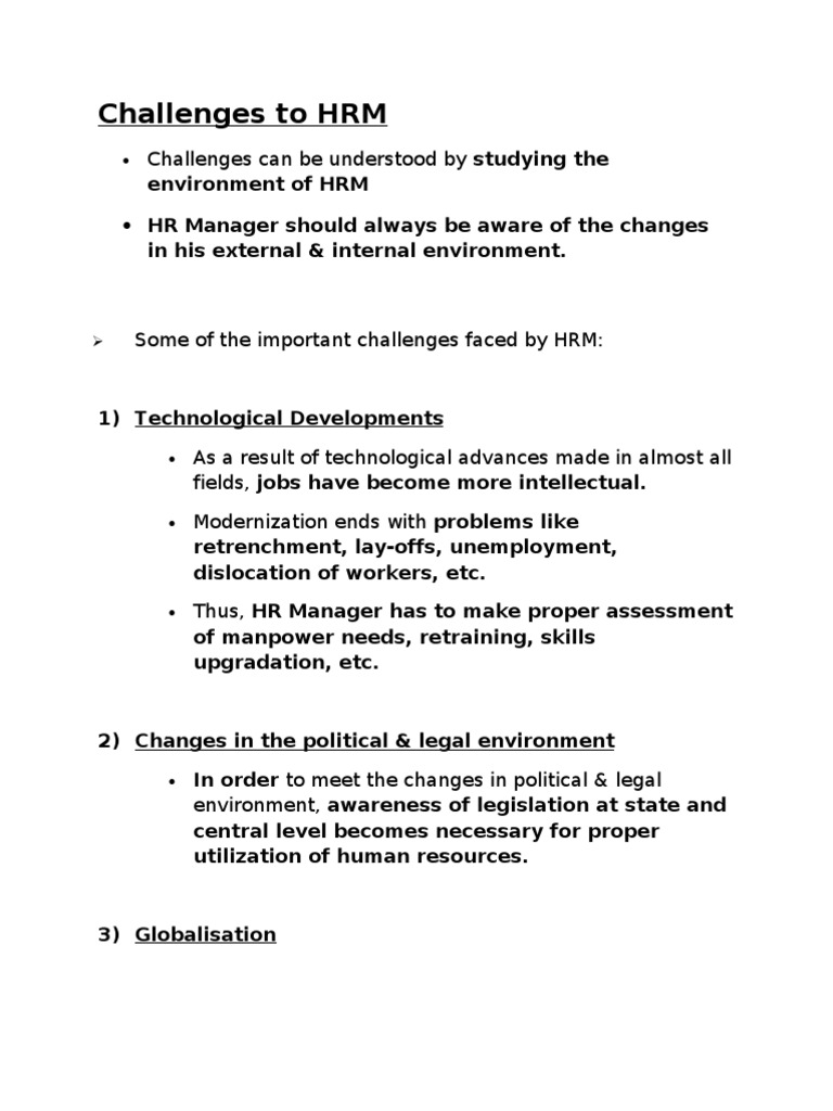 Challenges & Roles of HR Manager + Job Evaluation | PDF | Human ...
