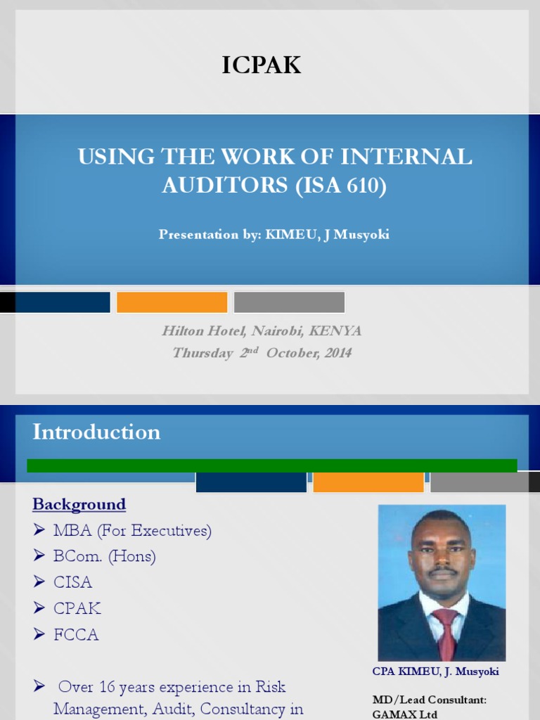 Optimizing ISA 610: Internal Auditors Use | PDF | Internal Audit ...