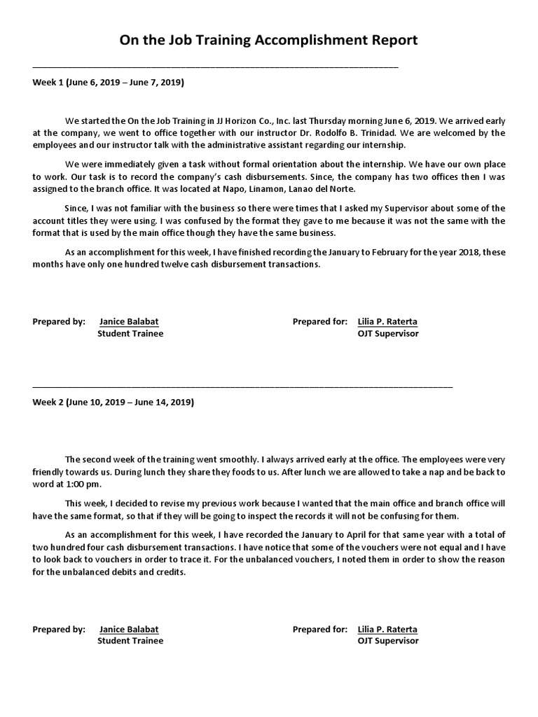 Ojt Journal | PDF | Business