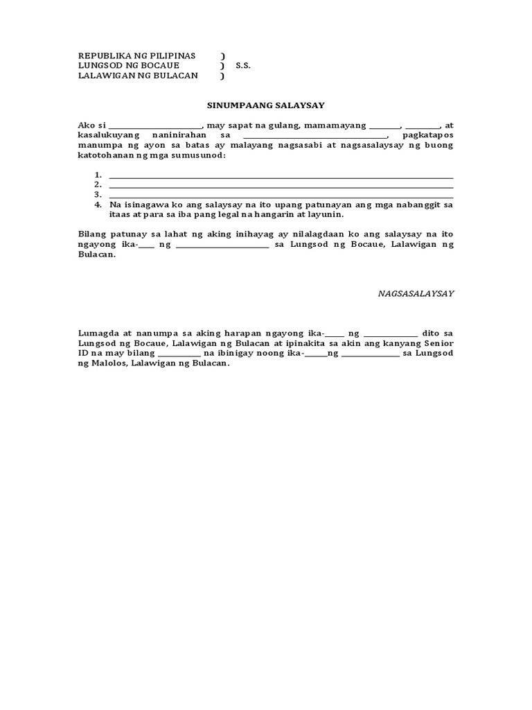SINUMPAANG SALAYSAY Format | PDF