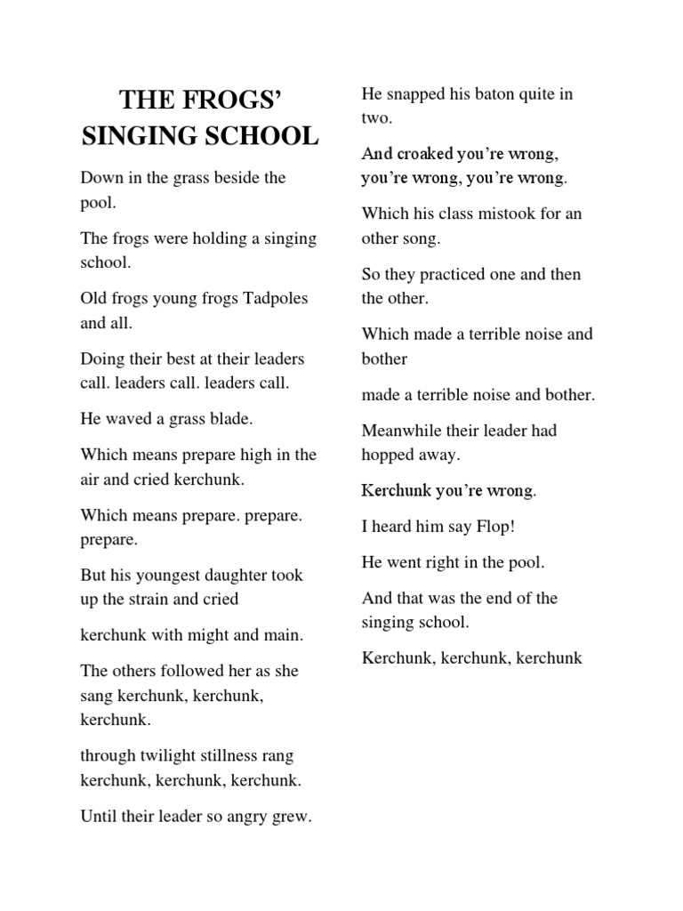 THE FROGS Singing School Script | PDF
