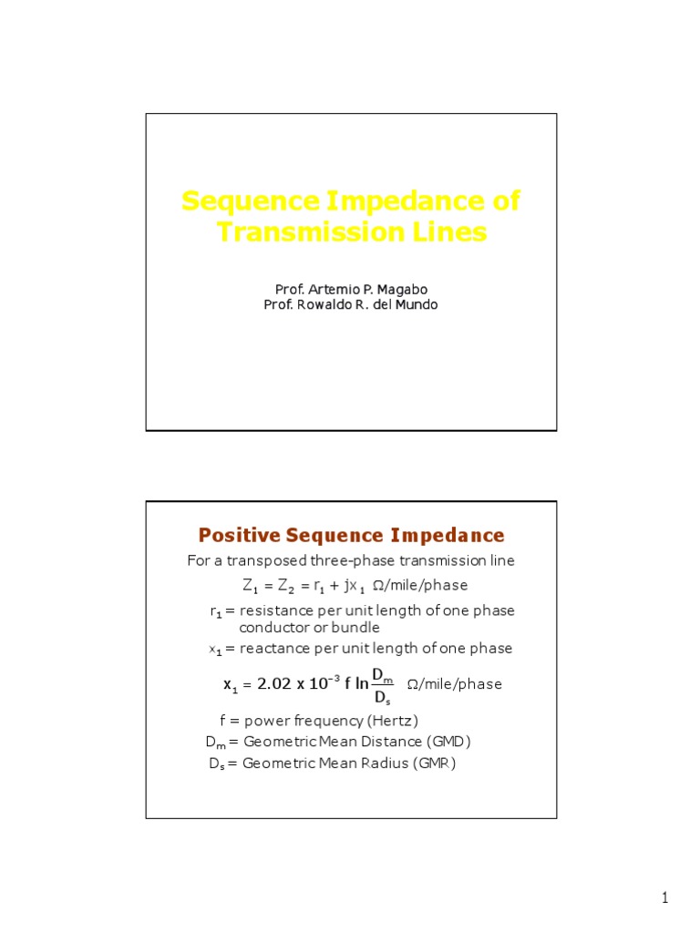 Lecture 2 Sequence Impedance Of Transmission Lines Pdf Electric