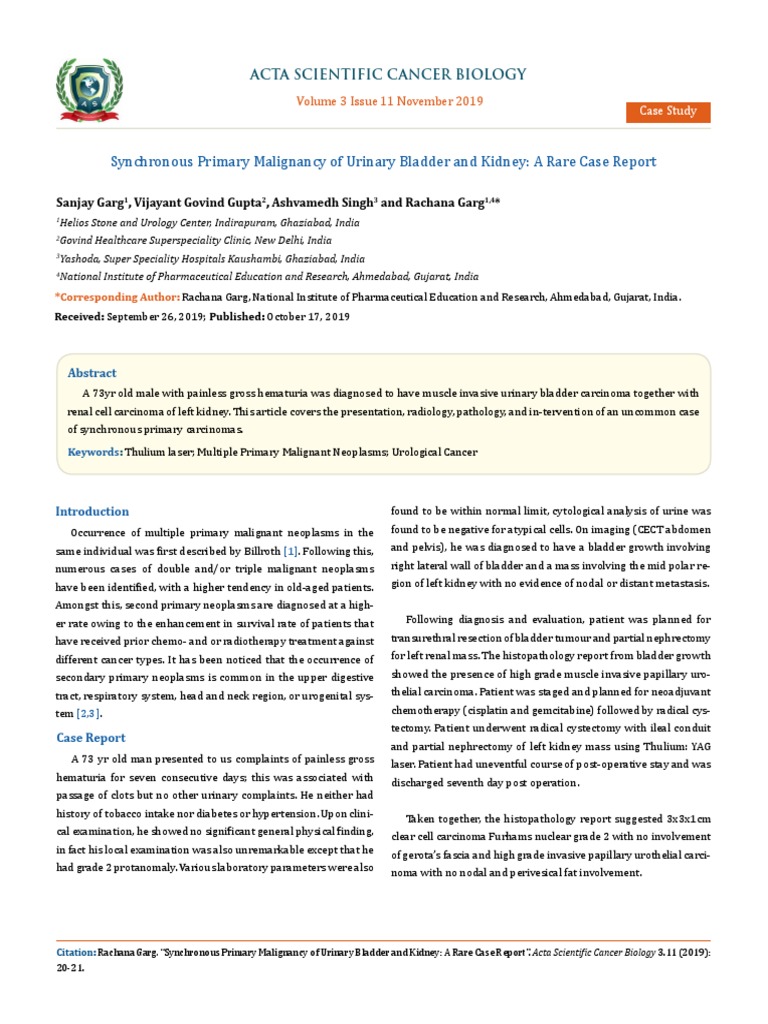 Urology Case Report 2 | Download Free PDF | Urology | Cancer