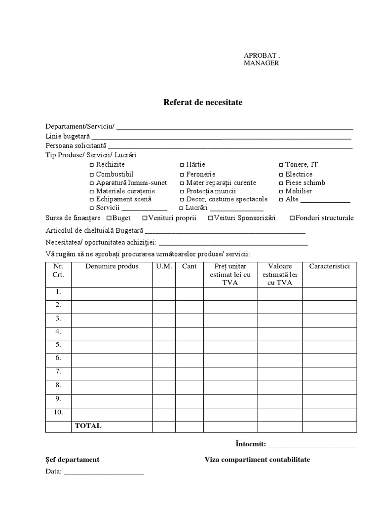 Model Referat Necesitate Institutii Publice | PDF