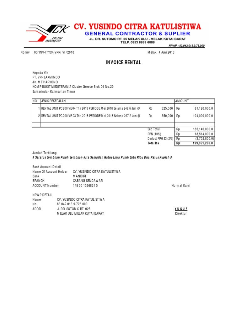 INVOICE 03 Ok EXCAVATOR-FP PDF | PDF