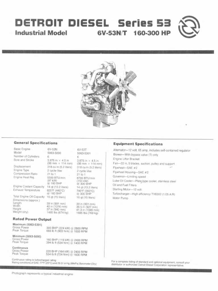 Brochure Detroit Diesel - 6V53N-T-data PDF | PDF