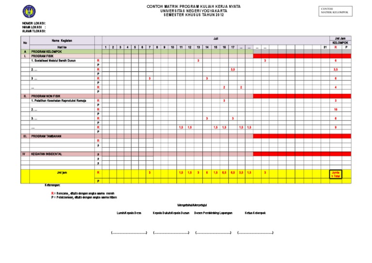 Contoh FORM MATRIK KKN | PDF