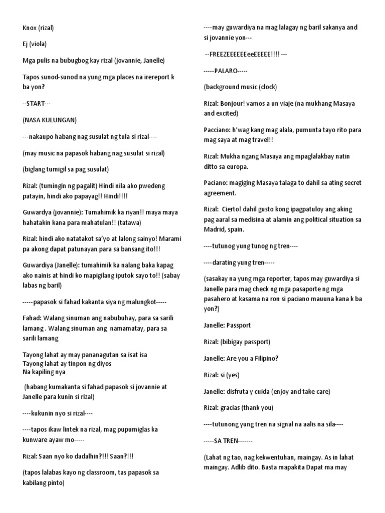 Script For Rizal | PDF