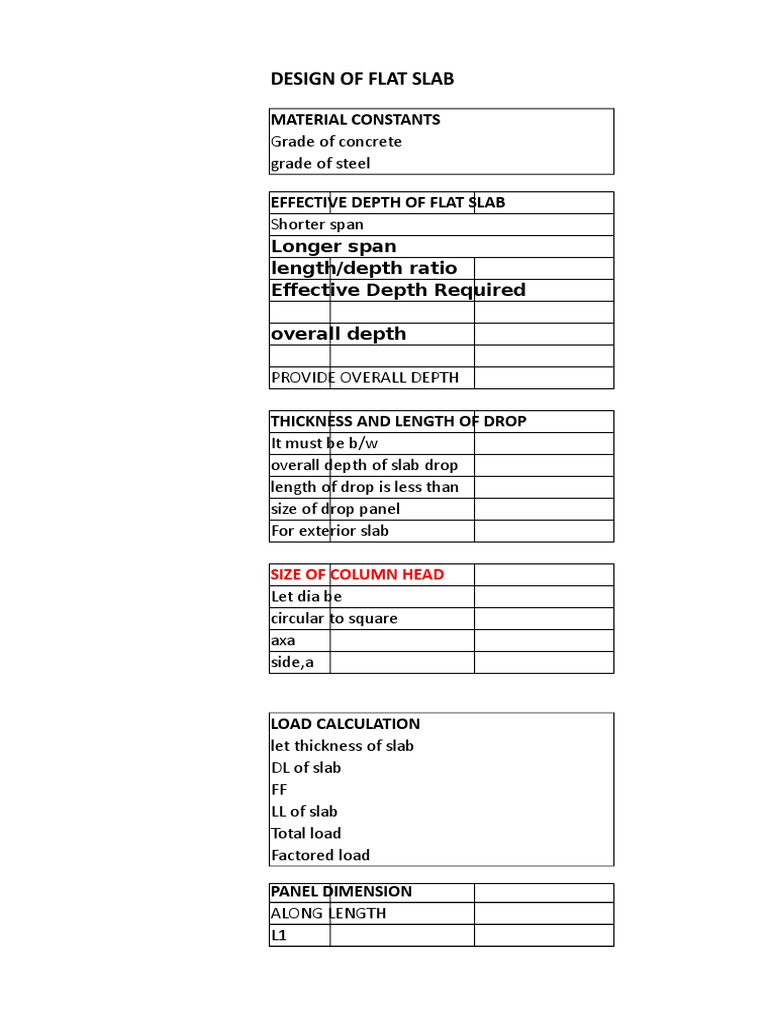 Flat Slab Excel | PDF | Column | Architectural Design