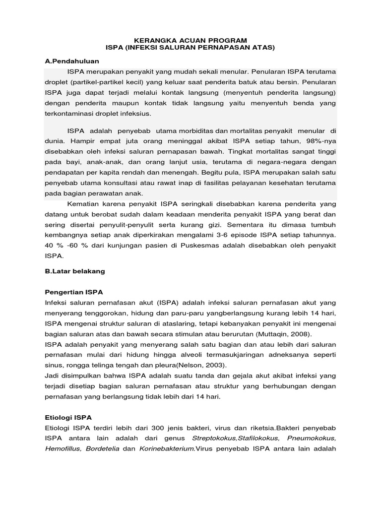 Kerangka Acuan Program Ispa | PDF