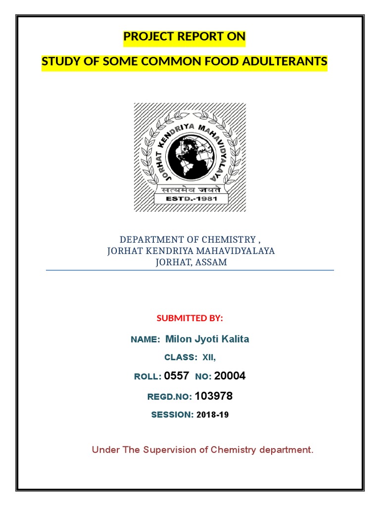 Chemistry Project Food Adulteration | PDF | Foods | Hydrochloric Acid