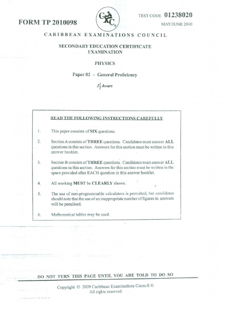 Csec Physics Answers | PDF