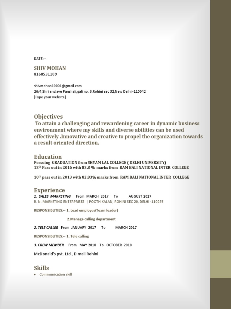Shiv Resume | PDF | Career & Growth