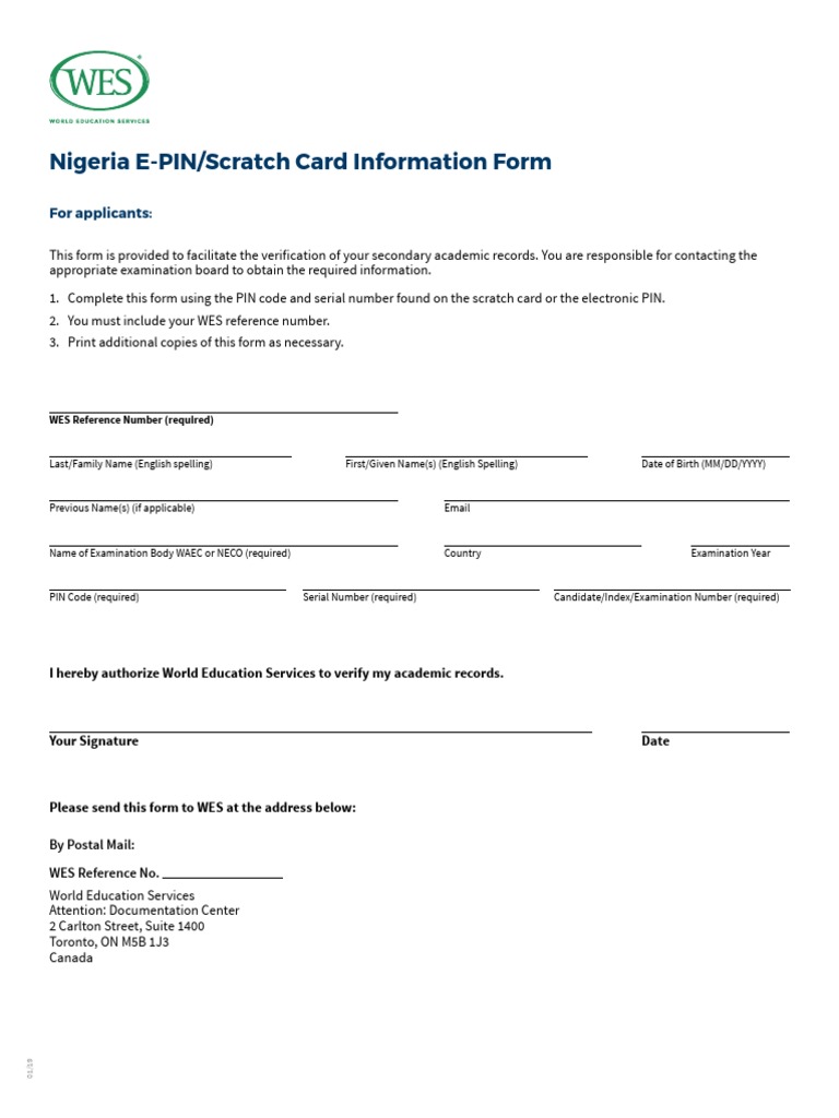 WES Scratch-Card-Forms-Nigeria | PDF
