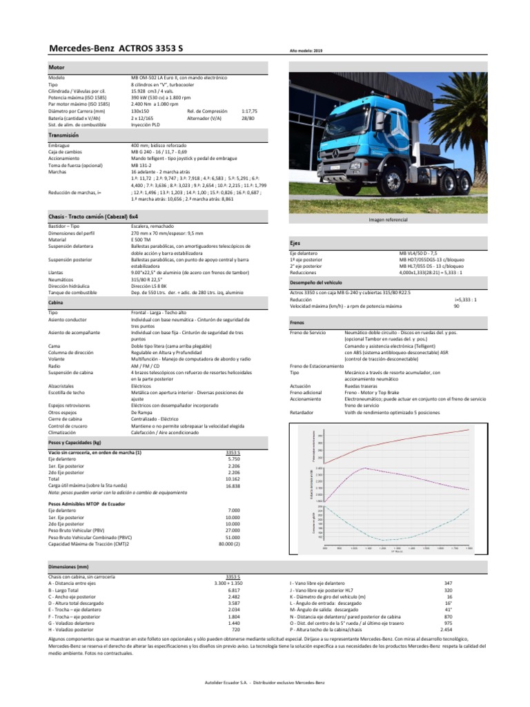 Ficha Técnica Actros 3353 S | PDF | Eje | Neumático